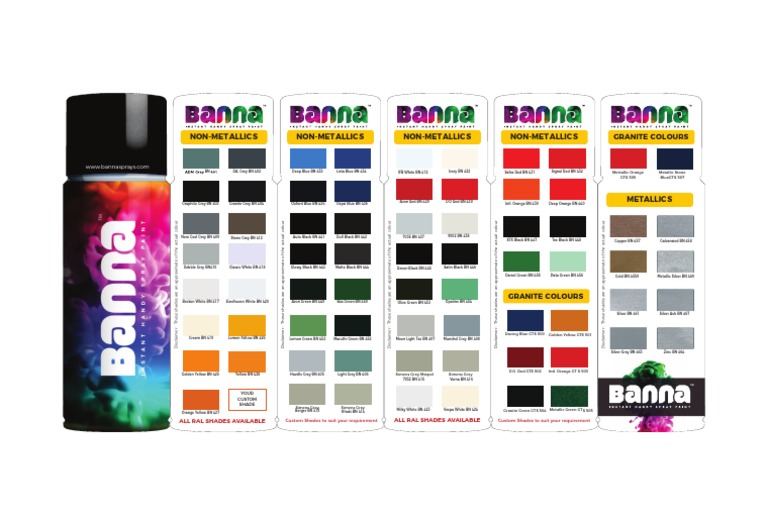 Banna Spray Paints - Shade Card | PDF | Green | Grey