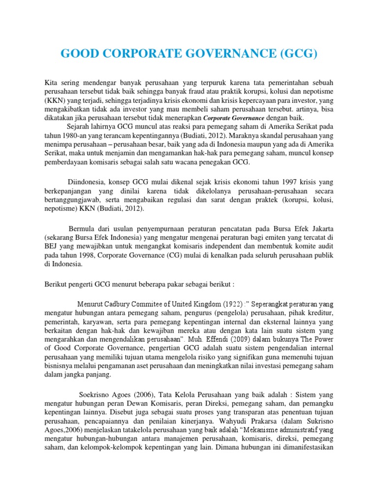 Good Corporate Governance | PDF