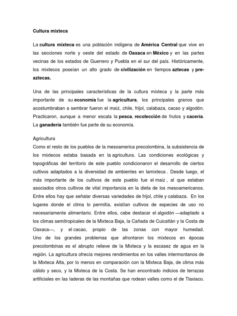 Economía y agricultura mixteca | PDF | Mesoamérica | Agricultura