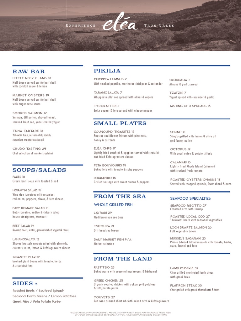 Elea Menu | PDF | Salad | European Cuisine