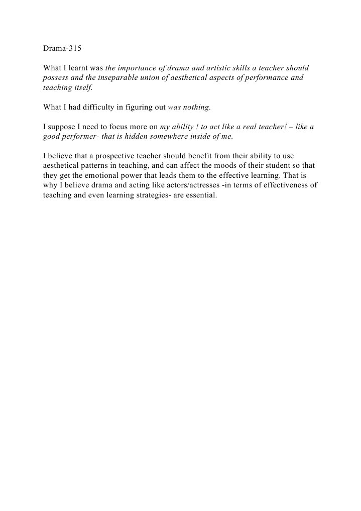 Drama Reflection | PDF