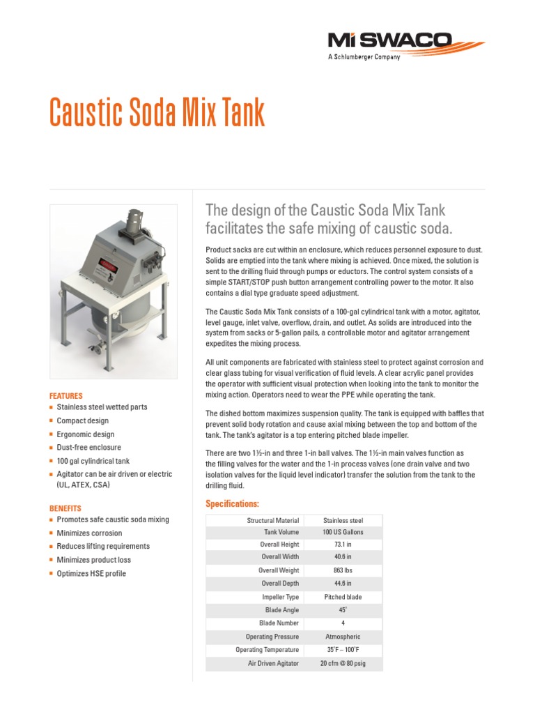 Caustic Soda Mix Tank Ps | PDF | Valve | Sodium Hydroxide
