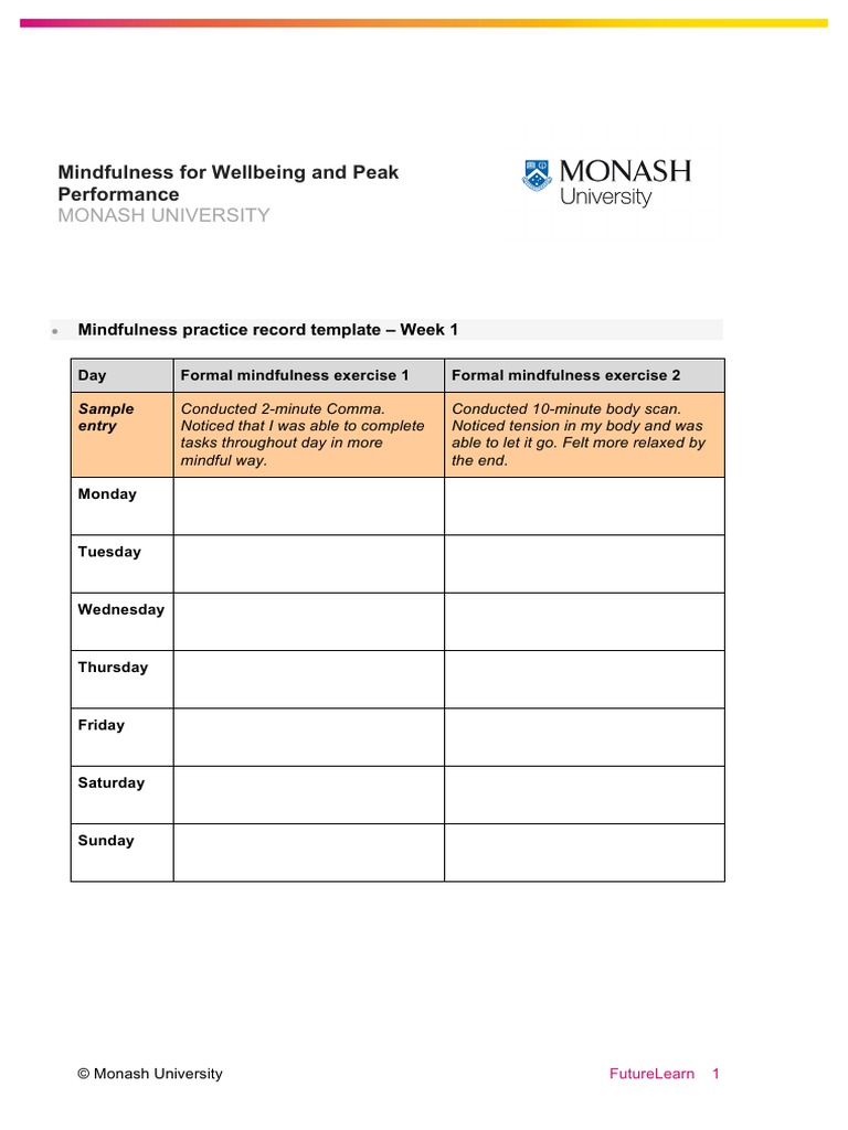 Mindfulness Template | Download Free PDF | Mental Training | Mindfulness