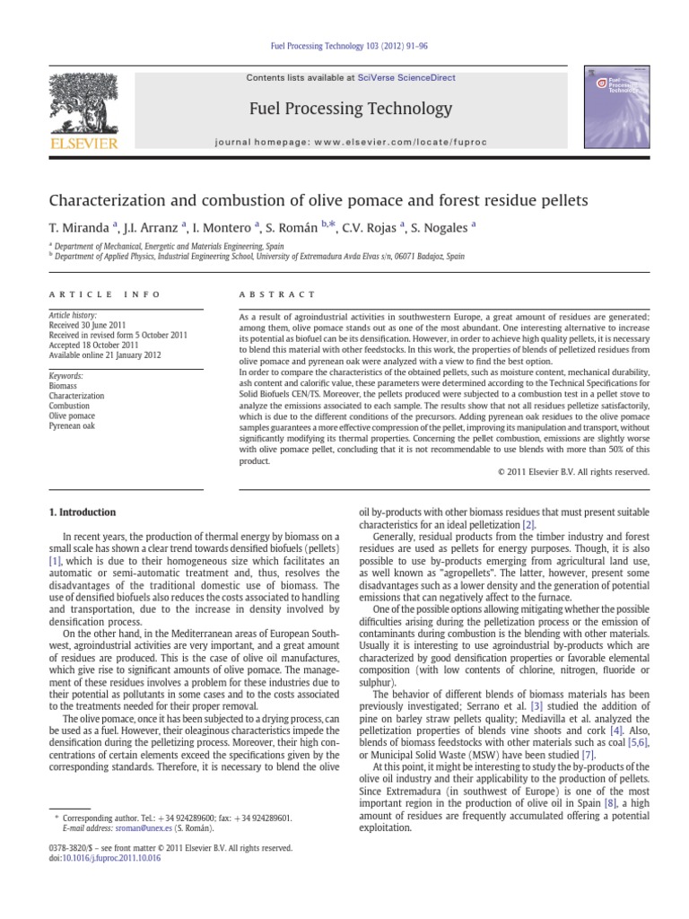 Fuel Processing Technology: T. Miranda, J.I. Arranz, I. Montero, S. Román, C.V. Rojas, S ...