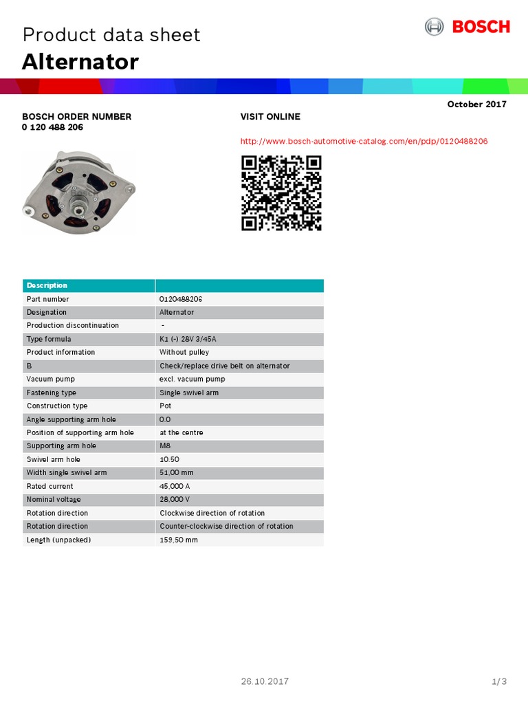 Alternator: Product Data Sheet | PDF | Manufactured Goods | Mechanical ...
