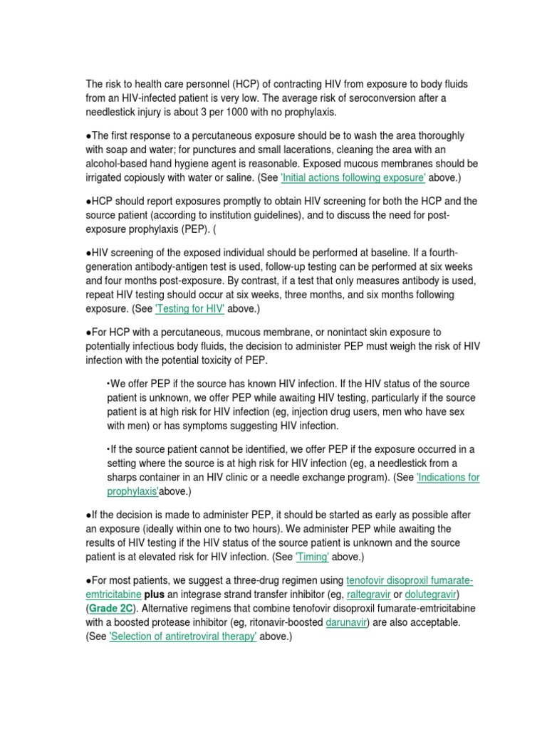 'Initial Actions Following Exposure': Grade 2C | PDF | Hiv/Aids ...