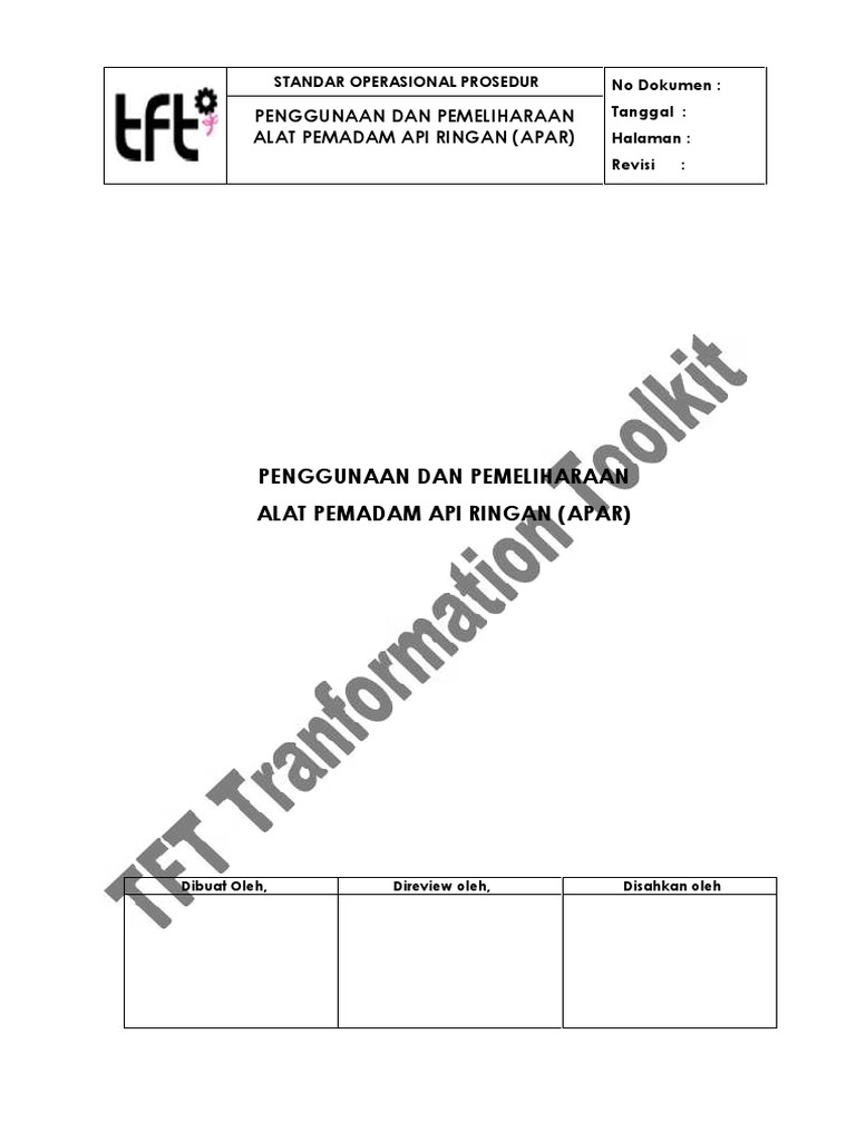 SOP Penggunaan Dan Pemeliharaan APAR PDF | PDF