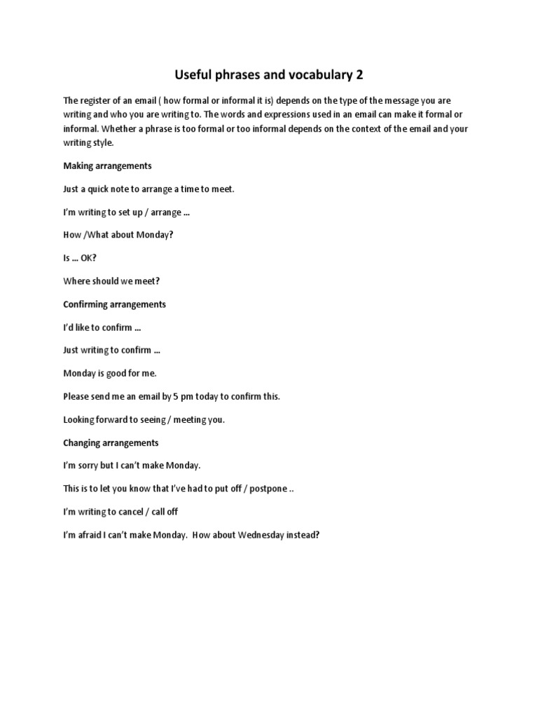 Email Phrases for Formal and Informal Use | PDF