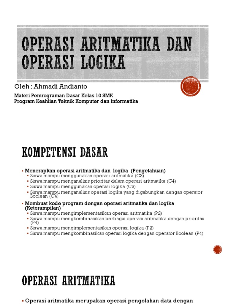 Aritmatika Dan Operasi Logika | PDF
