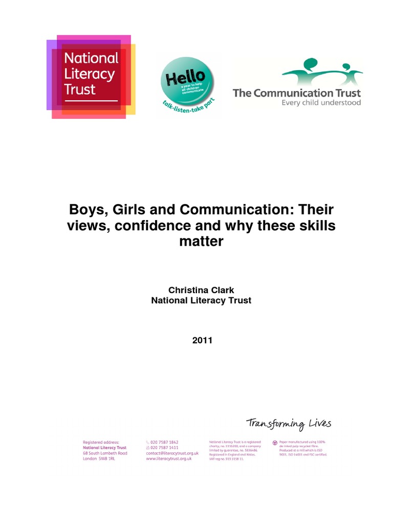 Boys, Girls and Communication | PDF | Literacy | Accent (Sociolinguistics)