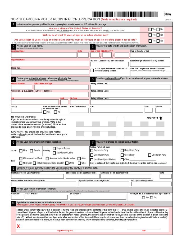 NC Voter Registration Form | PDF | Voter Registration | Race And ...