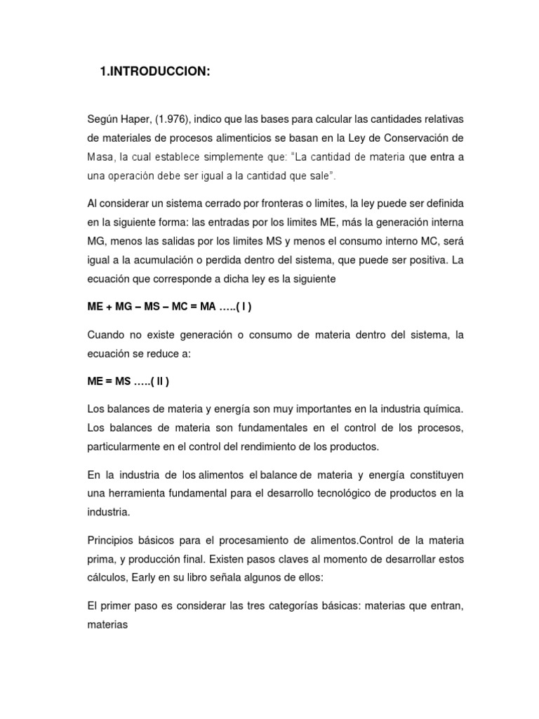 1.introduccion:: Me + MG - MS - MC MA .. (I) | PDF | Leche | Química