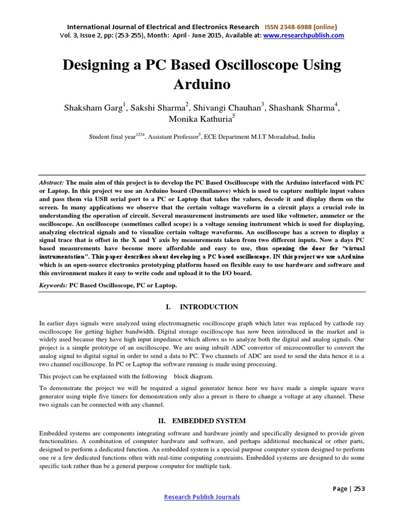 Designing A PC Based Oscilloscope Using Arduino-1557 | PDF ...