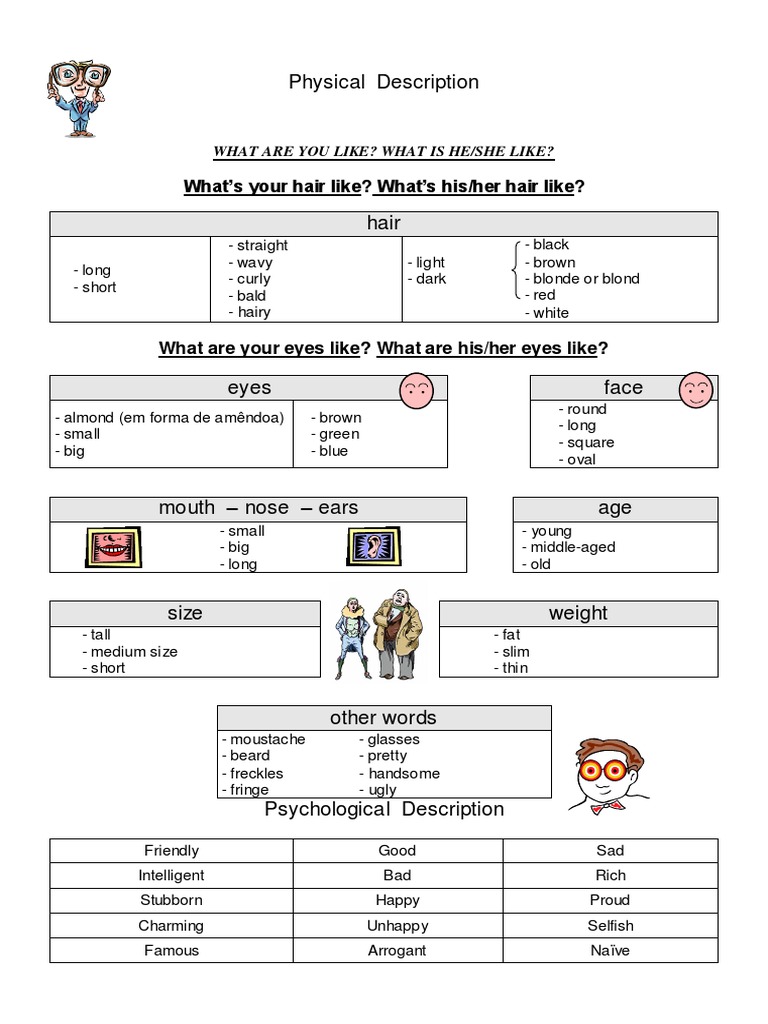 Physical Description Table | PDF | Human Appearance | Human Hair