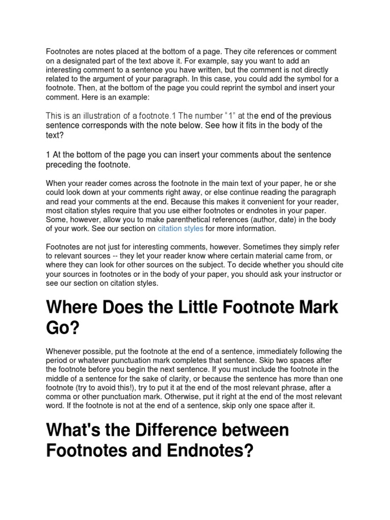 Footnotes Are Notes Placed at The Bottom of A Page | PDF | Note ...
