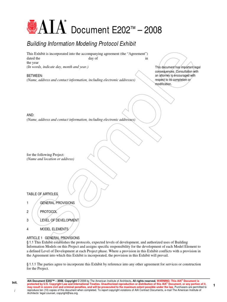 Document E202 - 2008: Building Information Modeling Protocol Exhibit ...