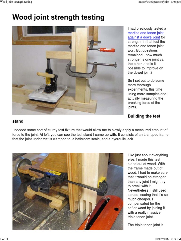 Wood Joint Strength Testing | PDF | Screw | Wood