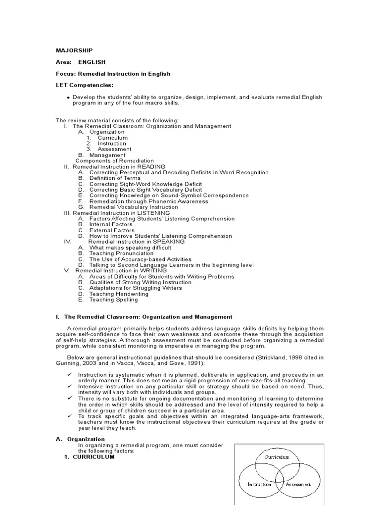 Remedial English Instruction | PDF | Vocabulary | Reading Comprehension