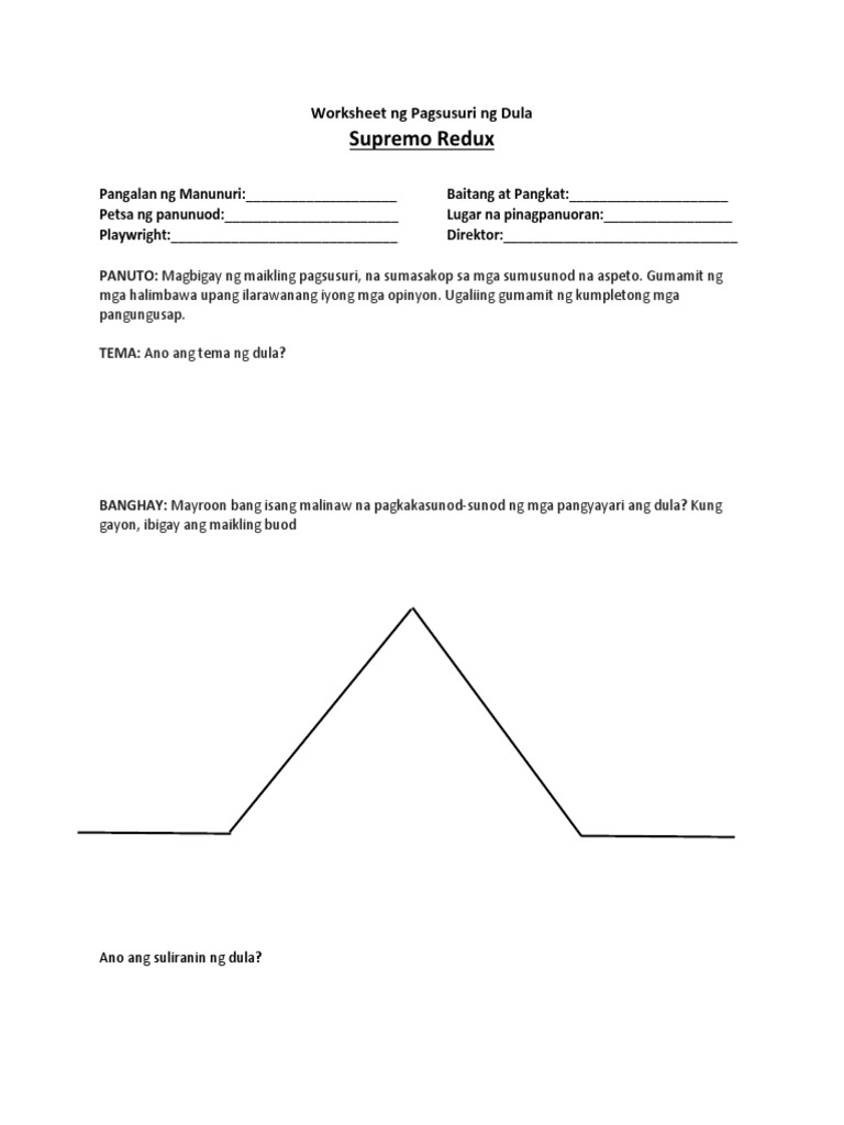 Worksheet NG Pagsusuri NG Dula | PDF