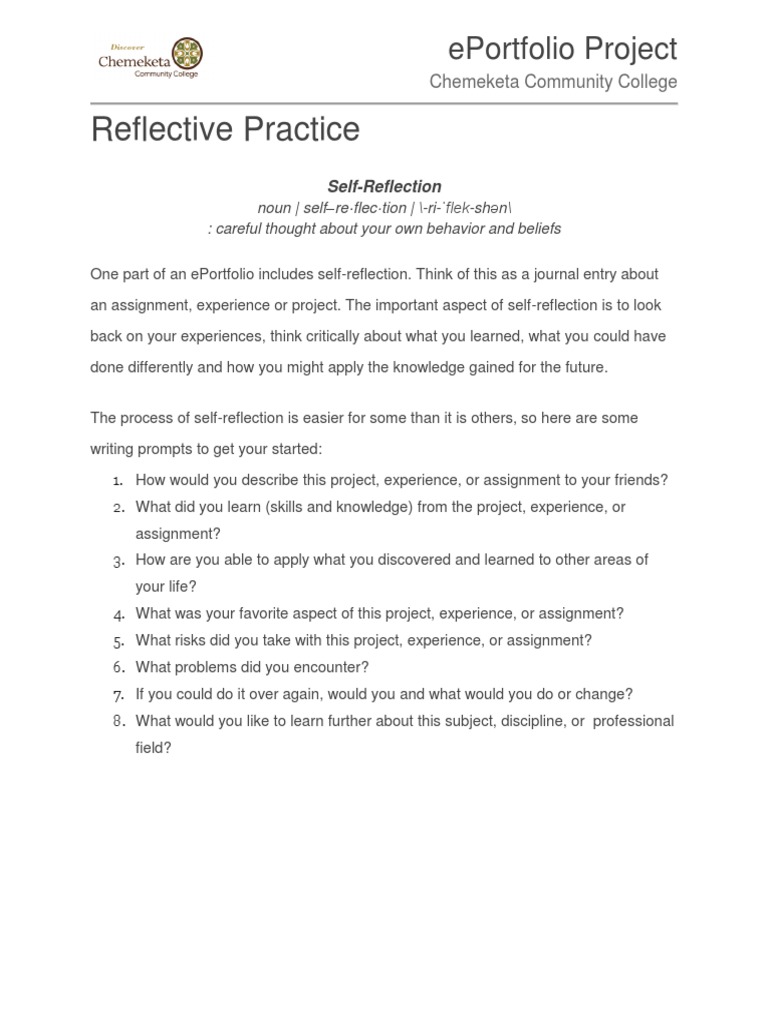 ePortfolio Self-Reflection Guide | PDF