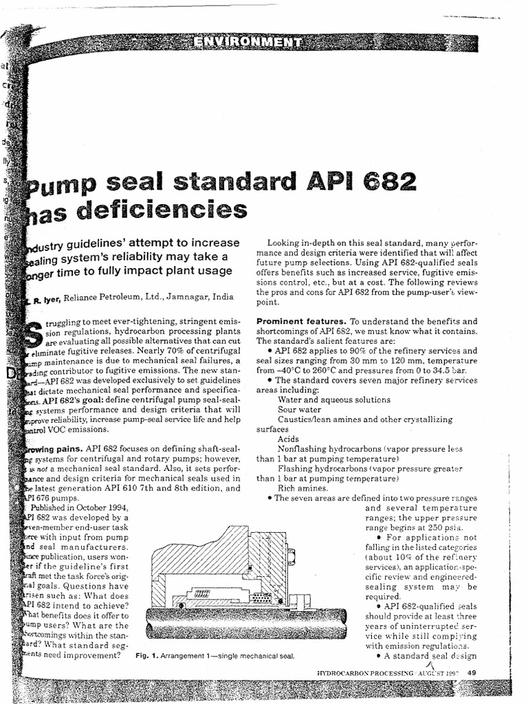 Seal Standard API 682 As Deficiencies | PDF | Carbon | Pump
