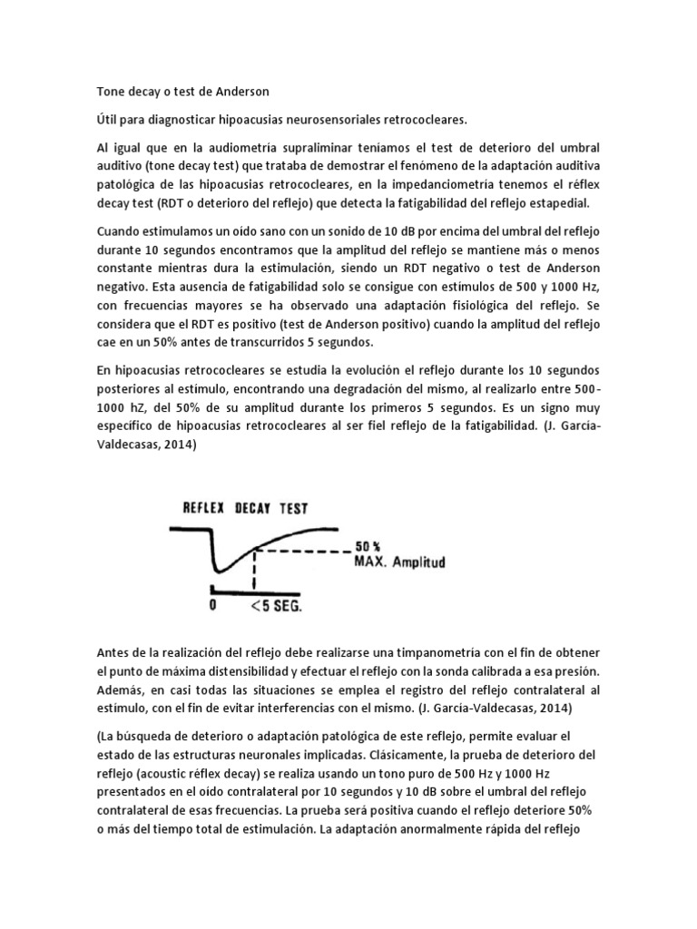 Tone Decay o Test de Anderson | PDF | Escuchando | Medicina CLINICA