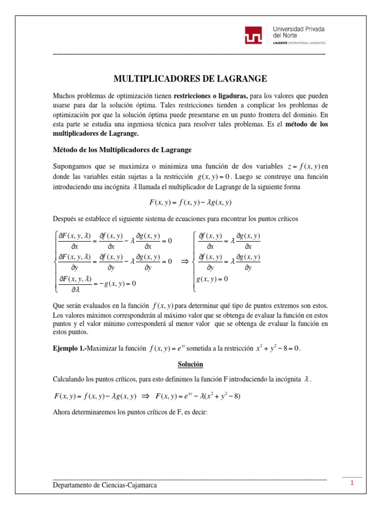 Multiplicadores de Lagrange | PDF | Optimización Matemática | Análisis