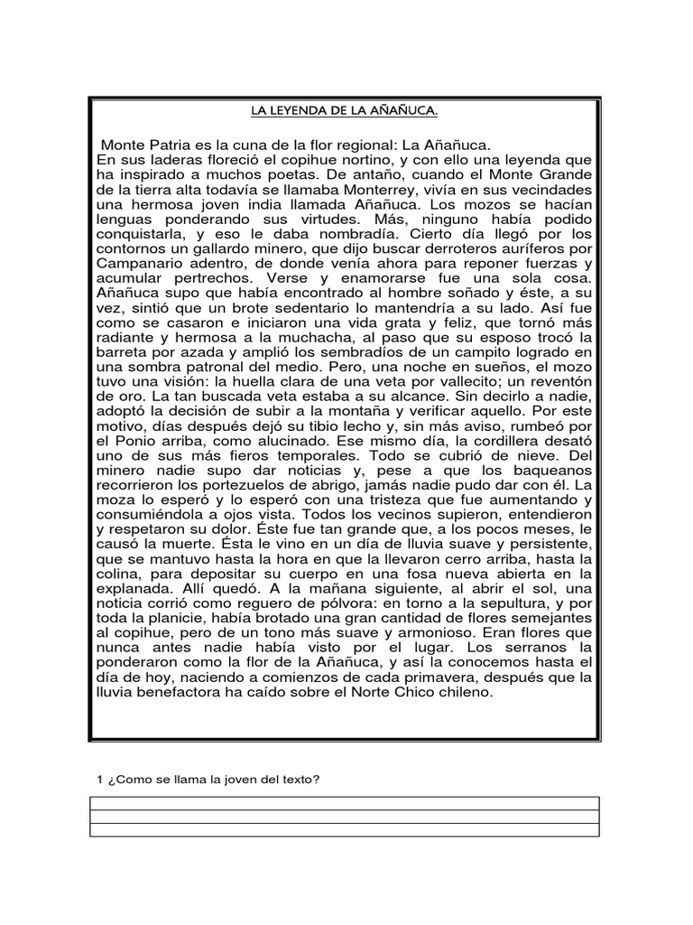 La Leyenda de La Añañuca | PDF | Naturaleza