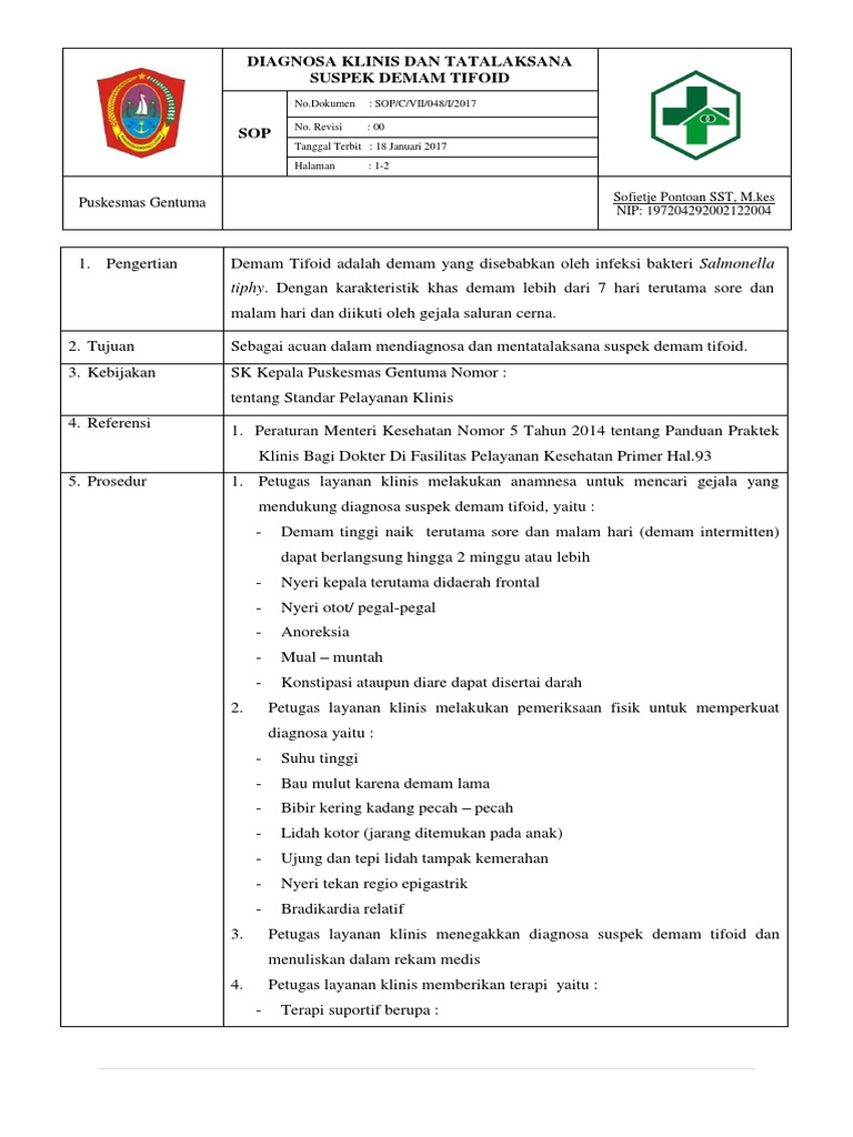 SOP Demam Tifoid | PDF