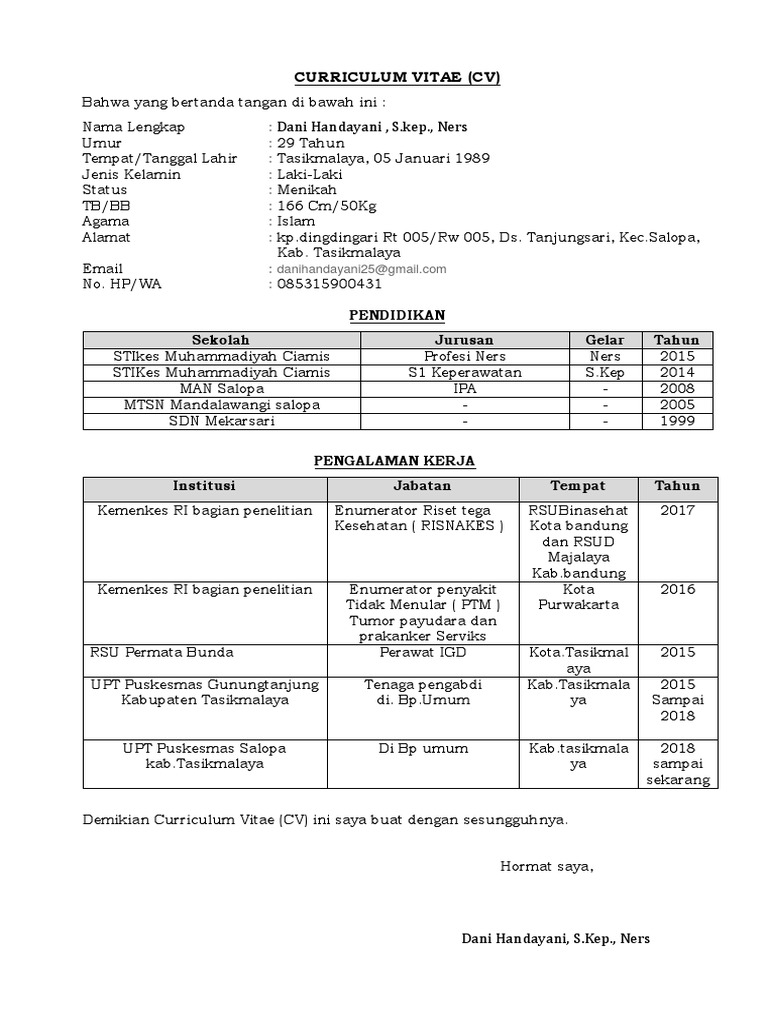 Curriculum Vitae (CV) Dani | PDF