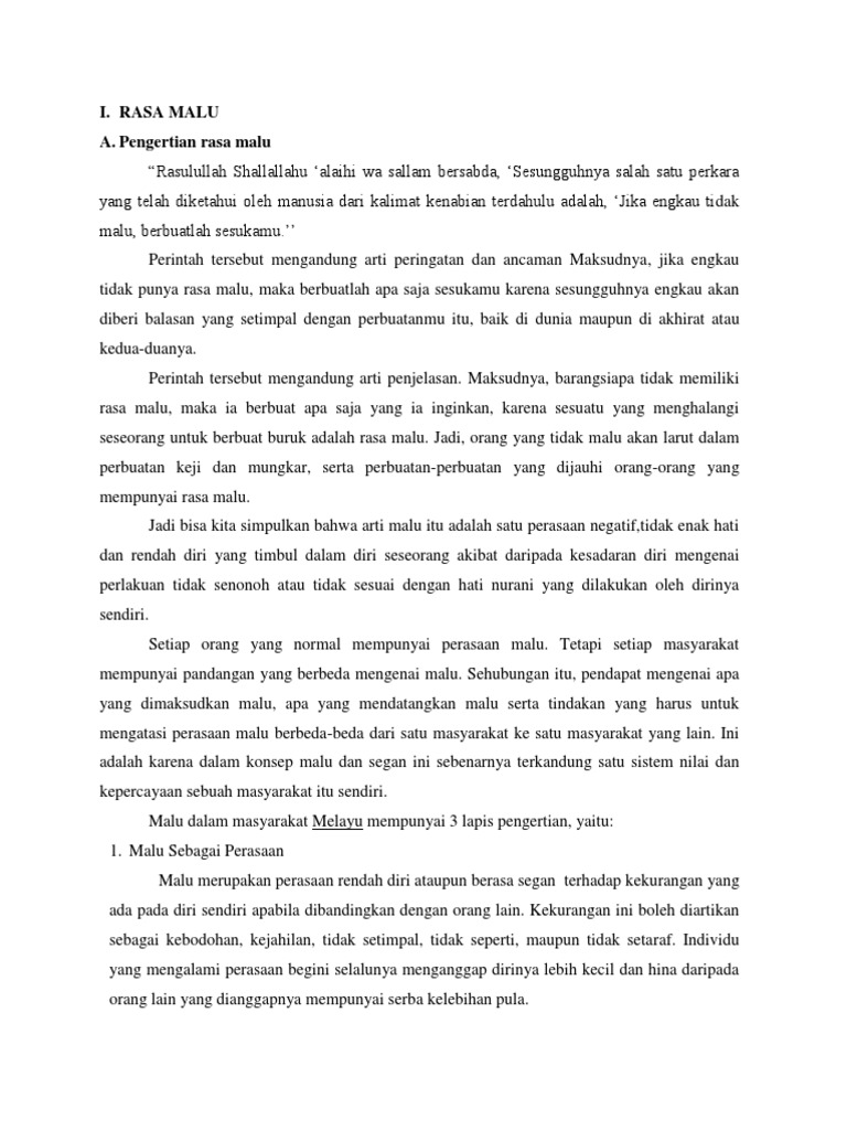 Rasa Malu | PDF