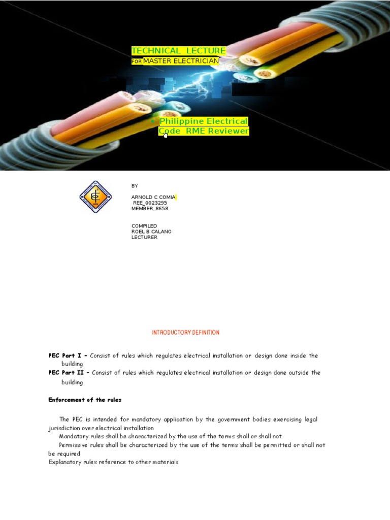 PEC RME Reviewer for Master Electricians | PDF | Electrical Wiring ...