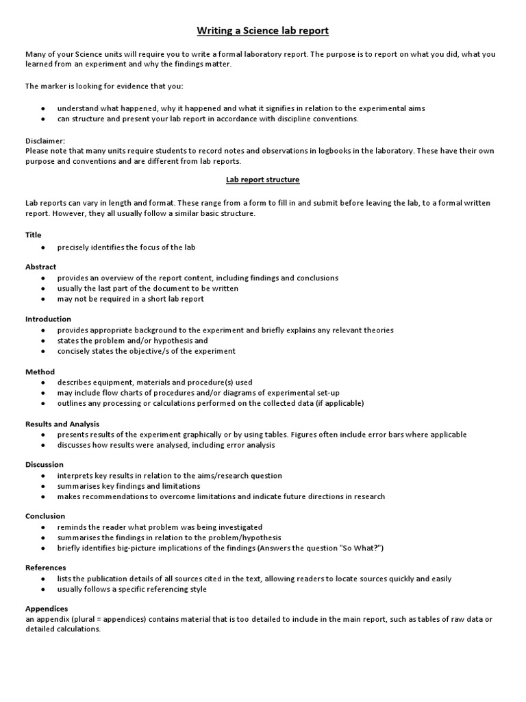 Science Lab Report Format | PDF | Experiment | Laboratories
