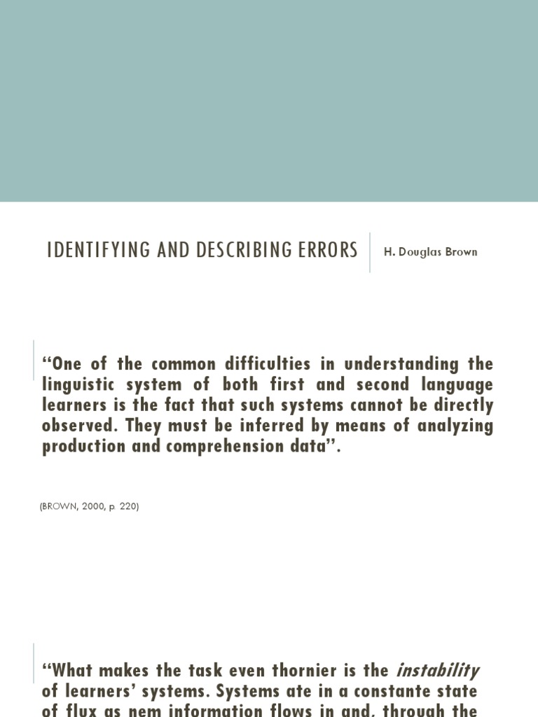 Brown - Identifying and Describing Errors | PDF | Second Language ...