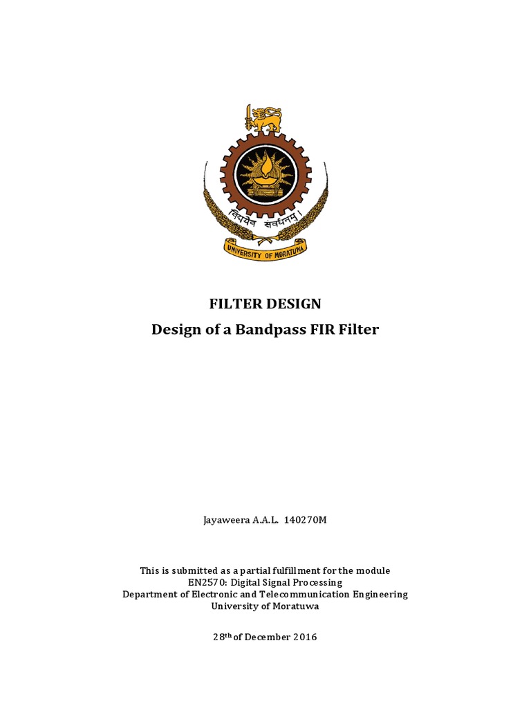 FIR Filter Kaiser Window | Download Free PDF | Filter (Signal ...