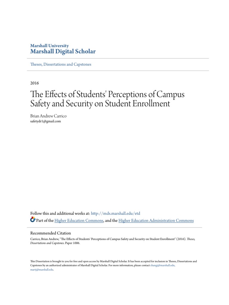 The Effects of Students Perceptions of Campus Safety and Securit PDF ...