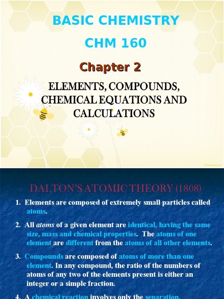 Chapter 2 - Elements, Compounds, Chem Equations and Calculations | PDF ...