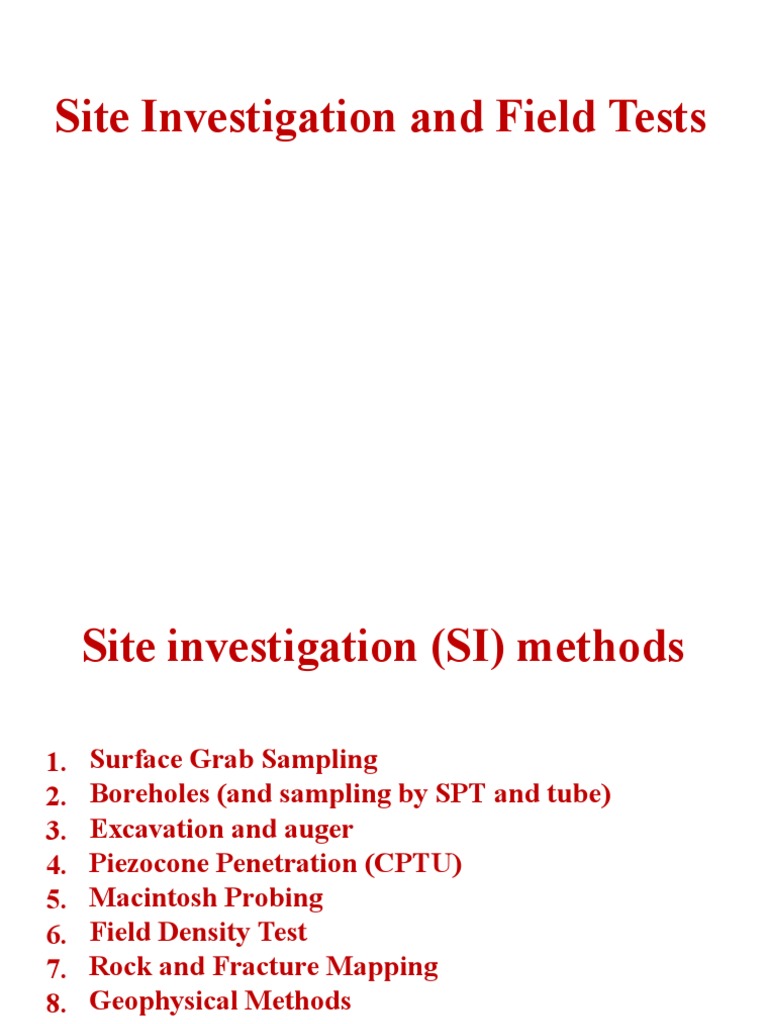 Site Investigation Methods and Tests | PDF | Geotechnical Engineering ...
