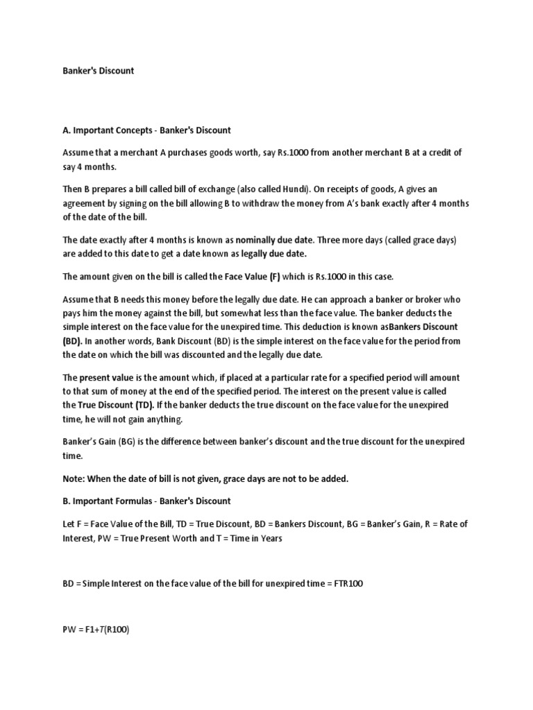 Bankers Discount Formula | PDF | Present Value | Banks