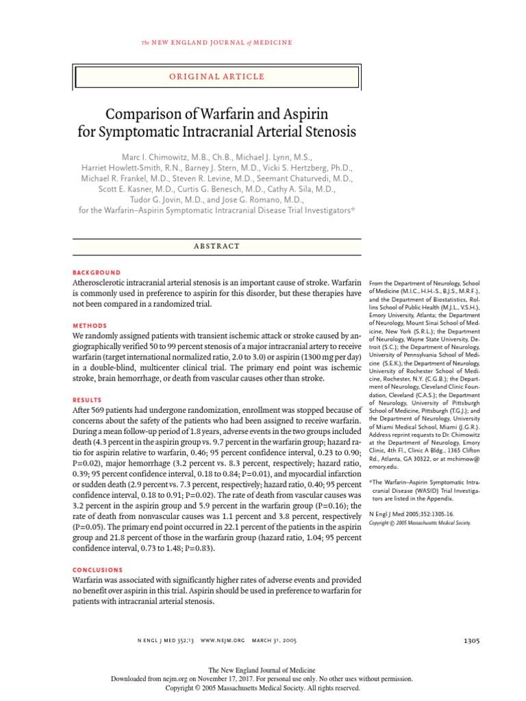 WASID Trial 2005 | PDF | Stroke | Cardiovascular System