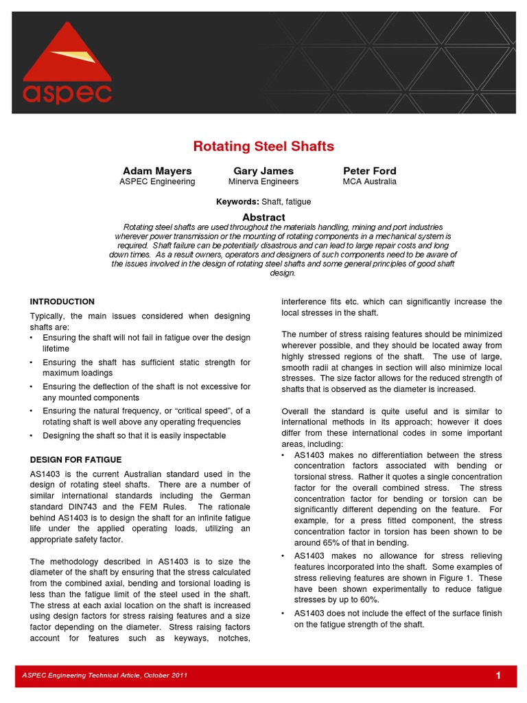 Aspec Paper - Rotating - Steel - Shafts PDF | PDF | Fracture | Fatigue ...