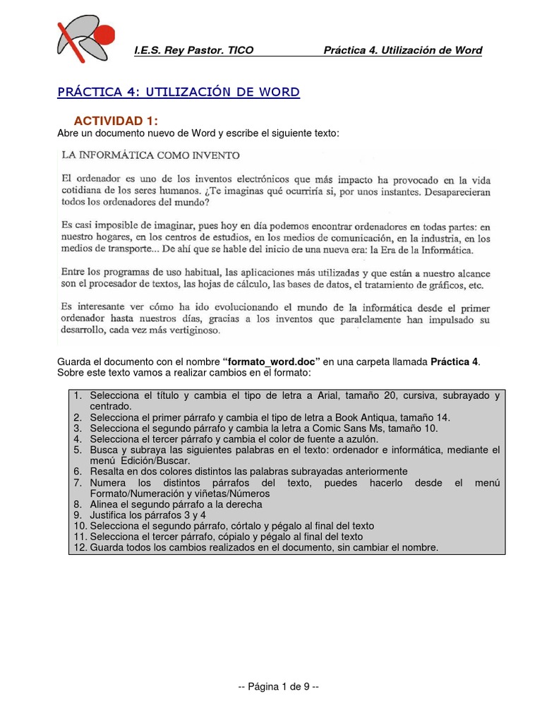 Practica 4 PDF | PDF | Microsoft Word | Software