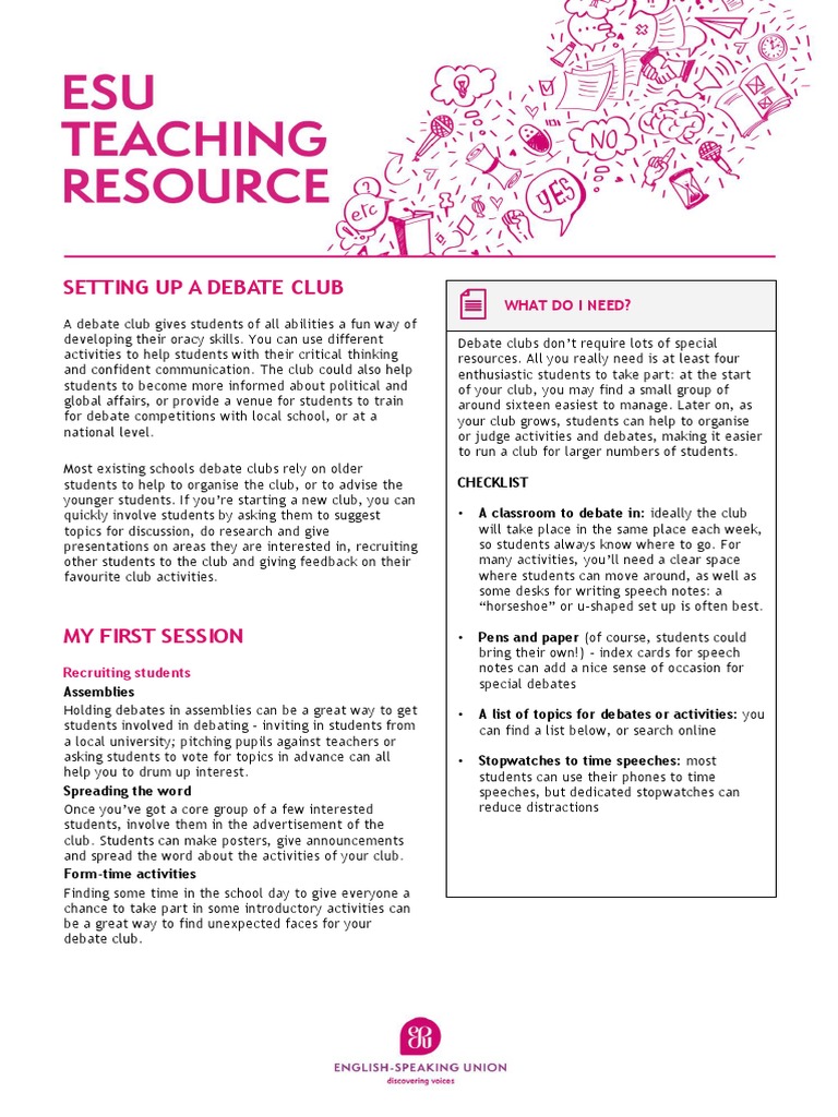 Setting Up A Debate Club Guide | PDF | Communication