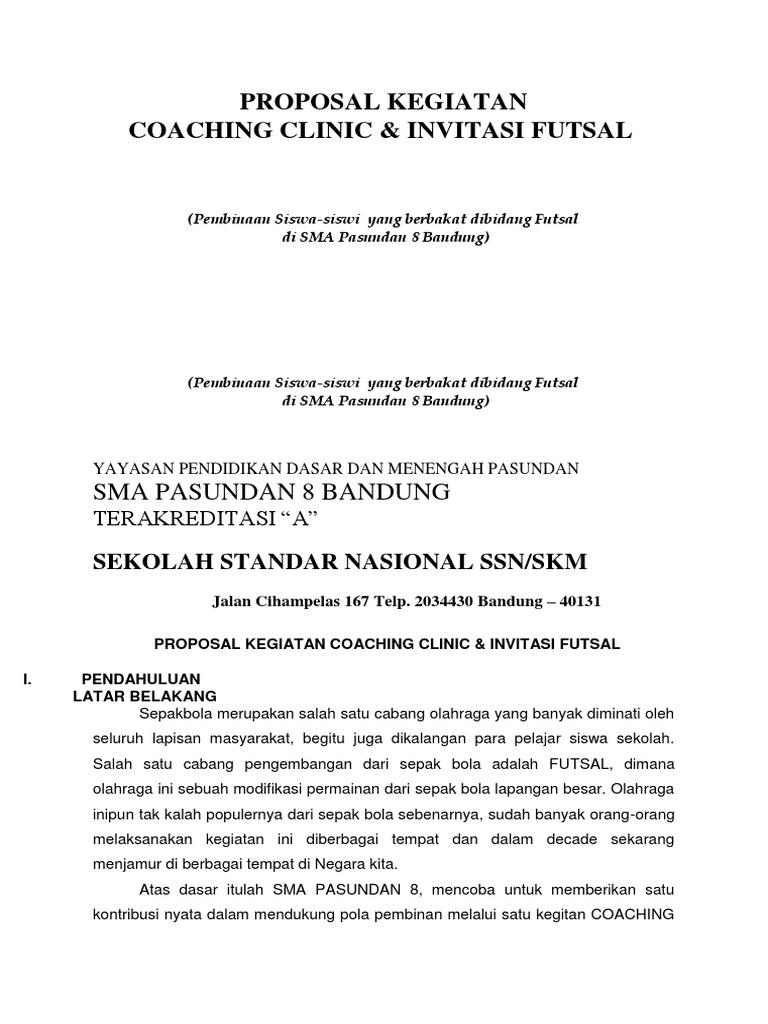 Proposal Kegiatan, Contoh | PDF