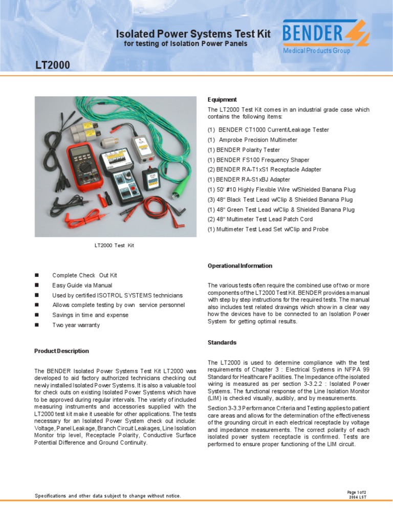 Ips Test Kit Lt2000 | PDF | Electric Power System | Electrical Connector