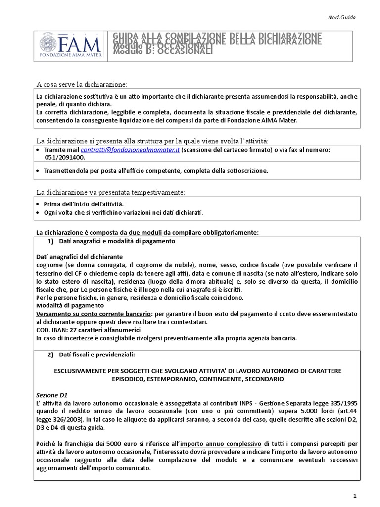 Guida Compilazione Modulo | PDF