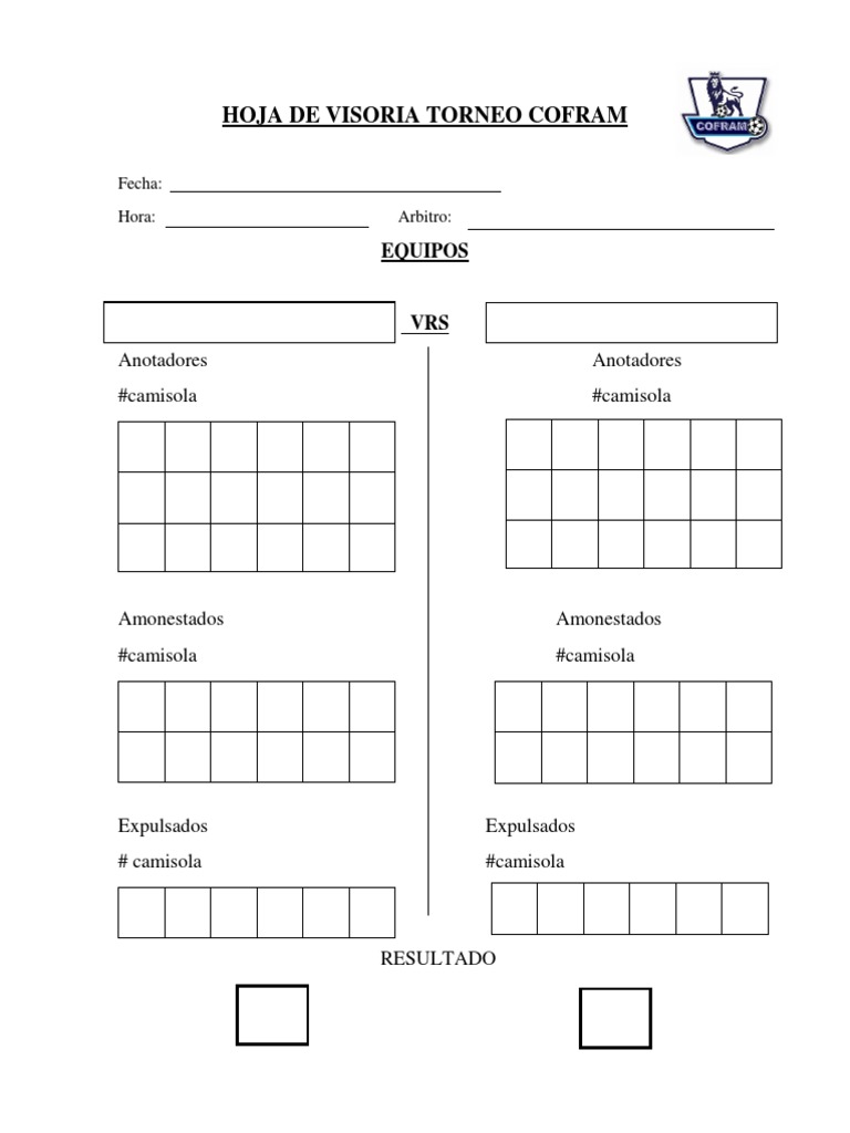 Plantilla para Torneo Cofram | PDF