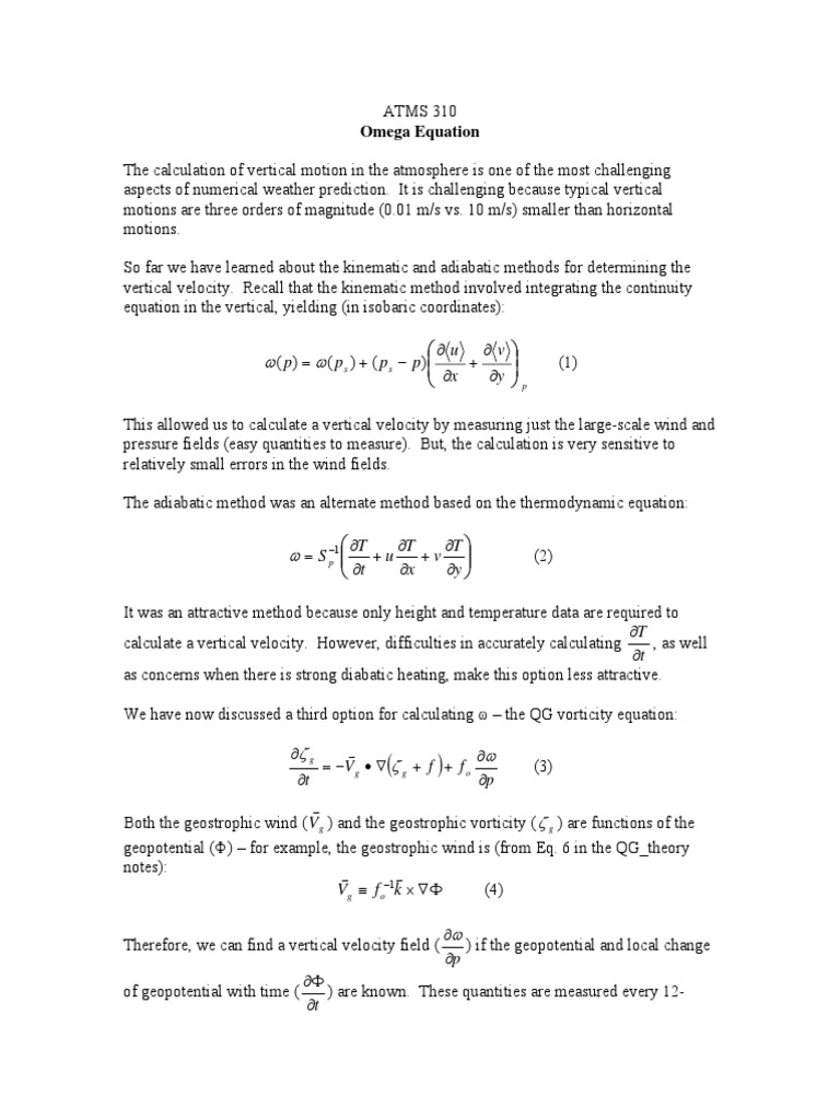 Omega Equation: y V X U P P P P | Download Free PDF | Classical ...