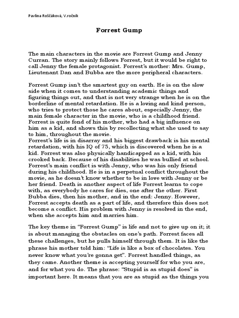 Forrest Gump: Pavlína Roščáková, V.ročník | PDF