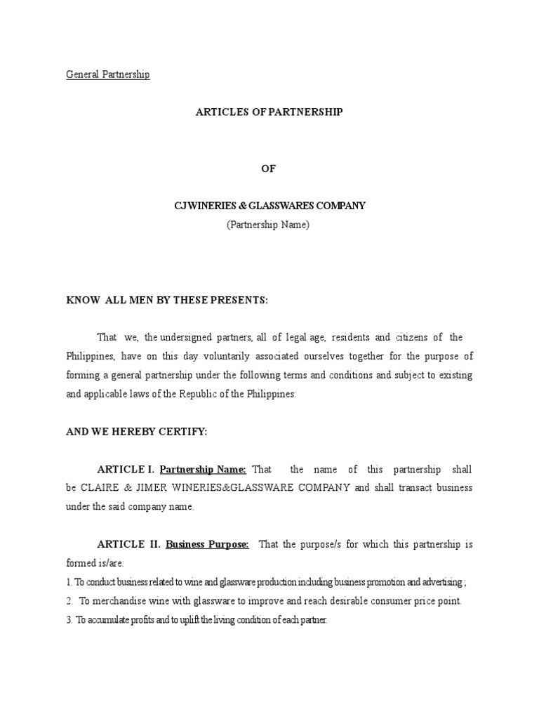 Partnership Agreement Overview | PDF | Partnership | Social Institutions